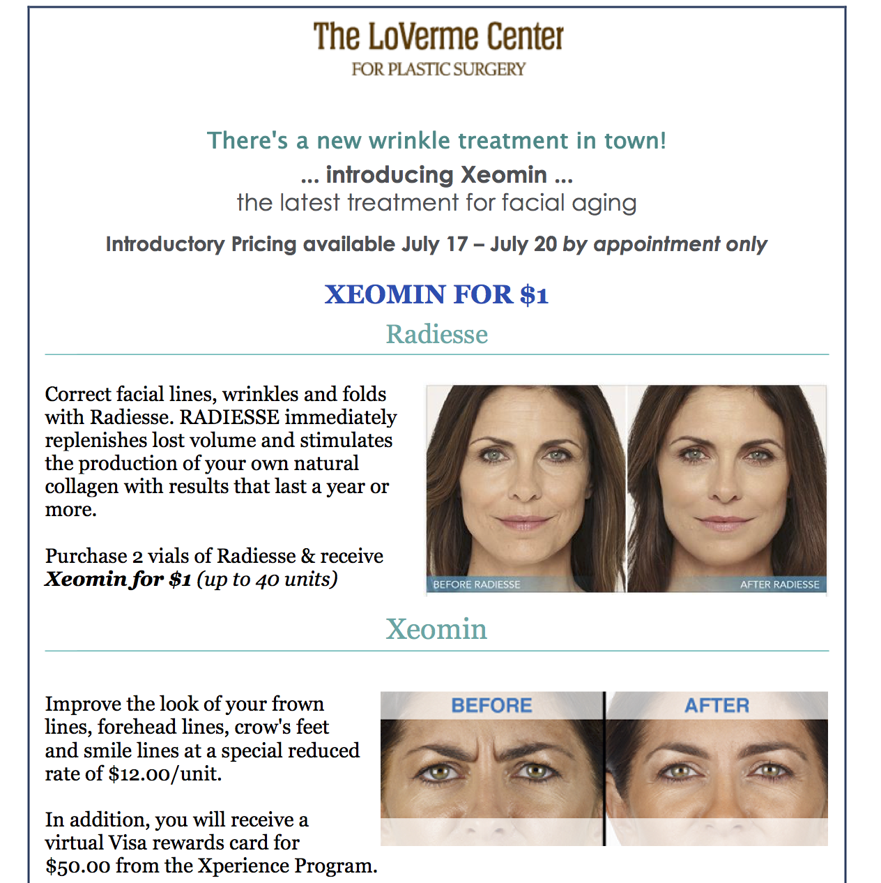 July Xeomin® Specials at LoVerme Center